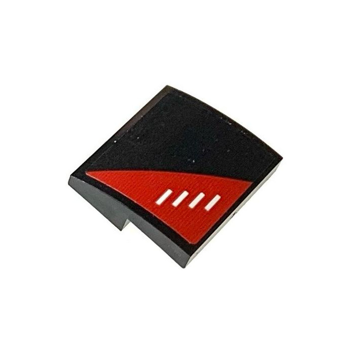LEGO Slope 2 x 2 Curved with Red Triangle with White Lines Right ...