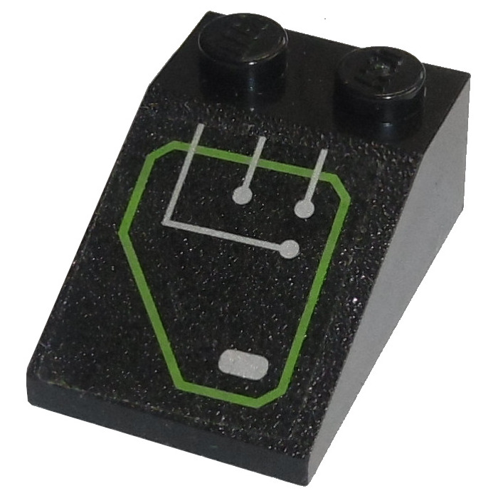 LEGO Slope 2 x 3 (25°) with Lime Circuit Board (Right) Sticker (3298 ...