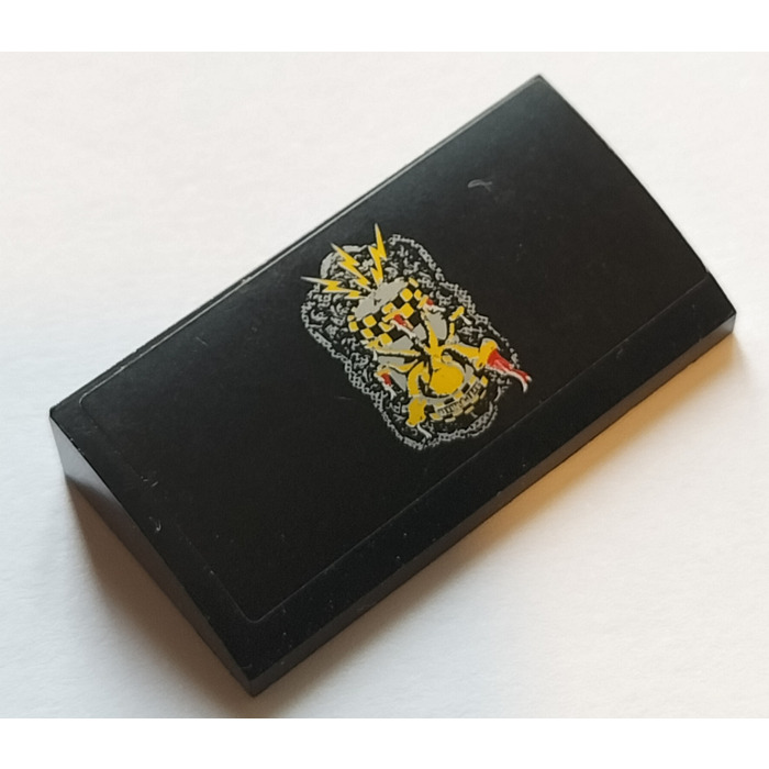 LEGO Black Slope 2 x 4 Curved with Snake Oiler logo Sticker without ...