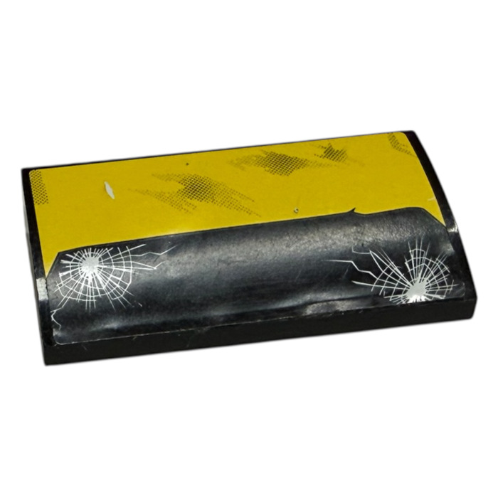 LEGO Slope 2 x 4 Curved with yellow stripe with broken glass Sticker ...