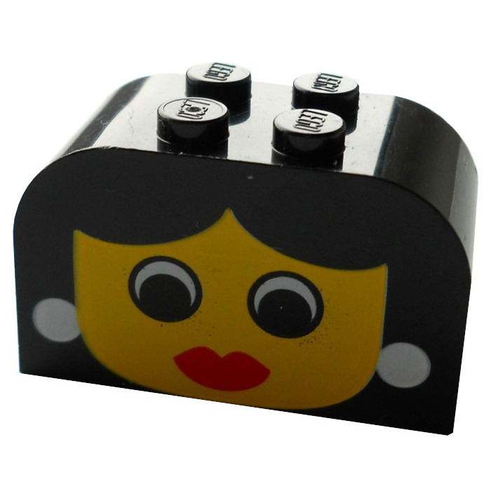 LEGO Slope Brick 2 x 4 x 2 Curved with Female Face, Red Lips (4744 ...