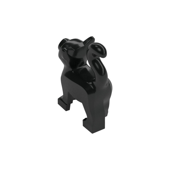 LEGO Black Standing Cat with Long Tail with Green Eyes and Gray Nose ...