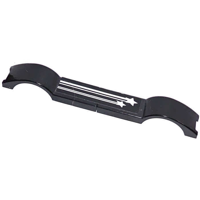 LEGO Black Stickered Assembly of two 50947 mudguards with Silver Stars ...