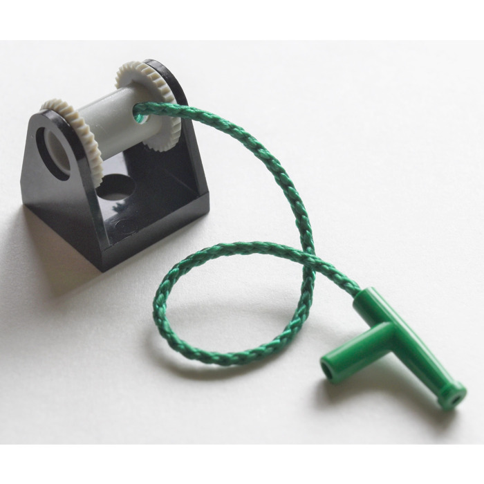 LEGO Black String Reel 2 x 2 Holder with Gray Drum and Green String ...