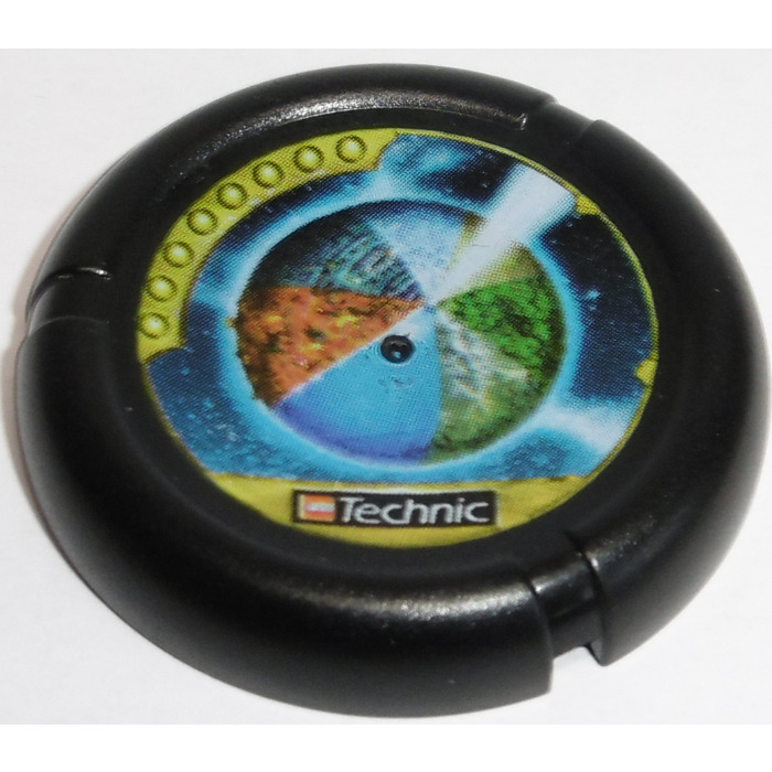 LEGO Black Technic Bionicle Weapon Throwing Disc with Planet (32171 / ...