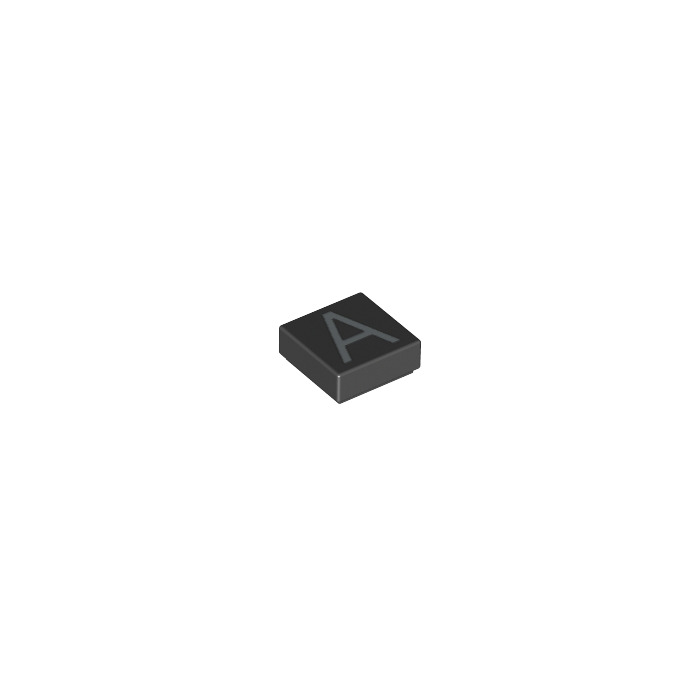 LEGO Black Tile 1 x 1 with Letter "A" with Groove (11520 / 13406 ...