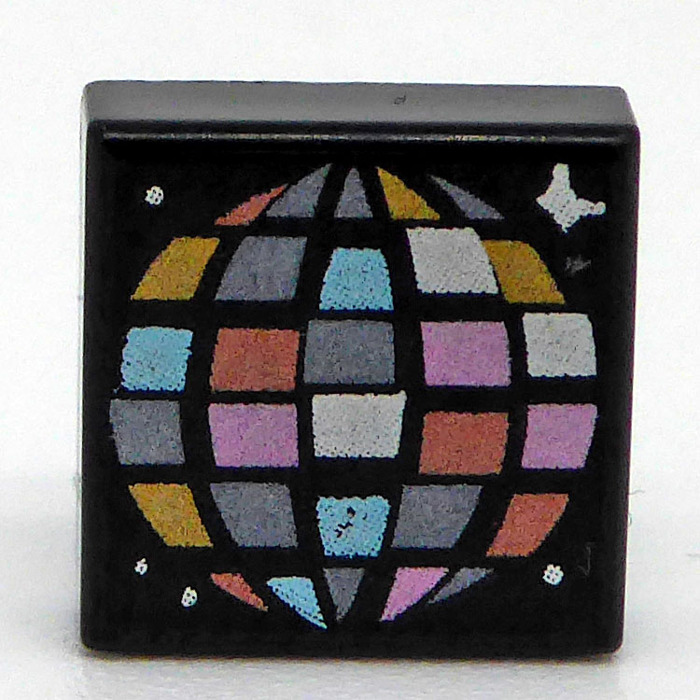 LEGO Black Tile 1 x 1 with Terrestrial Globe with Groove (3070) | Brick ...