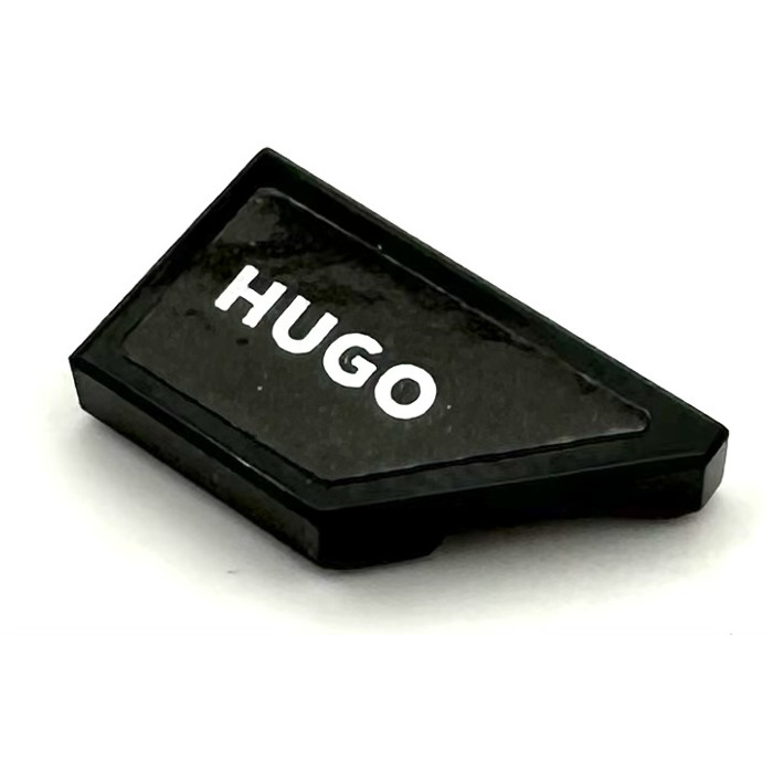 LEGO Tile 1 x 2 45° Angled Cut Right with HUGO Sticker (5092) | Brick ...