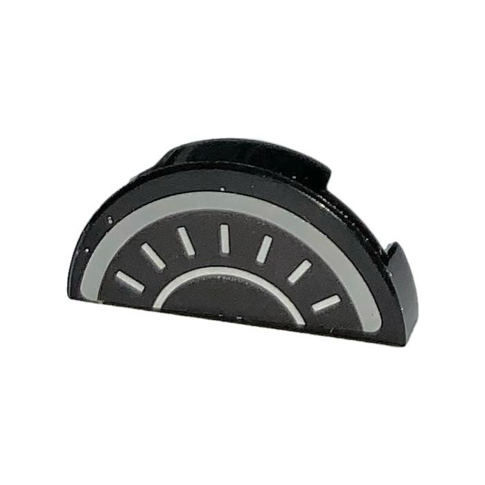 LEGO Black Tile 1 x 2 Half Circle with Speedometer Sticker (1748 ...