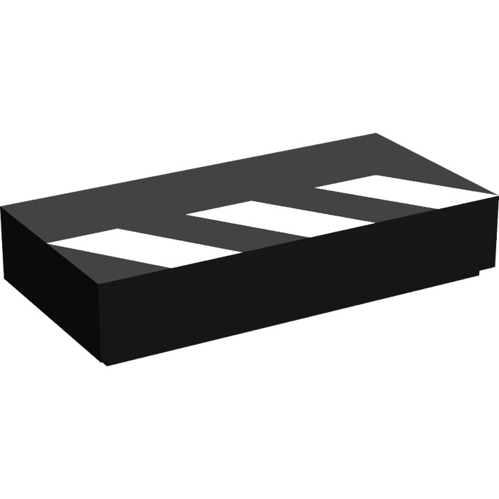 LEGO Black Tile 1 x 2 with Black & White Diagonal Stripes with Groove ...