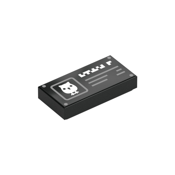 LEGO Tile 1 x 2 with Information Sign with Owl and Writing with Groove ...