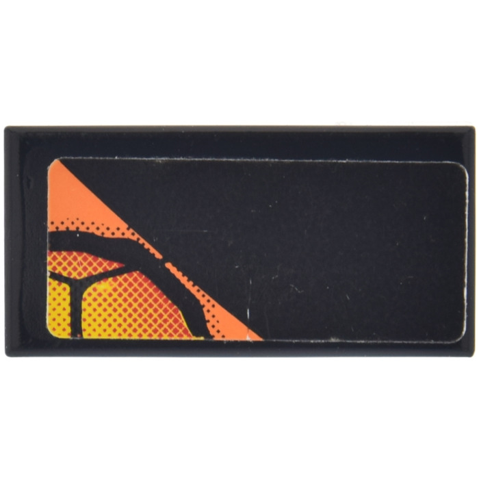 LEGO Black Tile 1 x 2 with left decoration Sticker with Groove (3069 ...