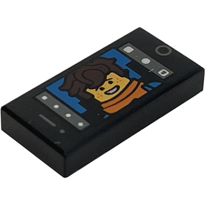 LEGO Tile 1 x 2 with Phone Screen with Jay Walker Selfie with Groove ...