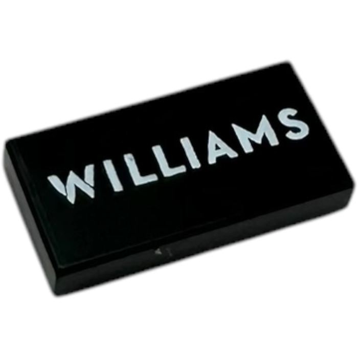 LEGO Black Tile 1 x 2 with 'WILLIAMS' with Groove (3069) | Brick Owl ...