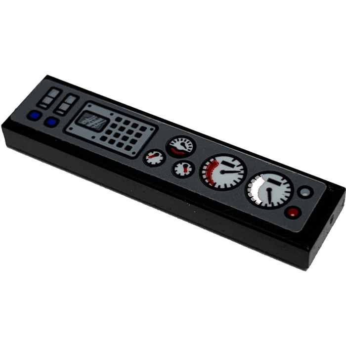 LEGO Black Tile 1 x 4 with 5 Gauges and Control Panel Sticker (2431 ...