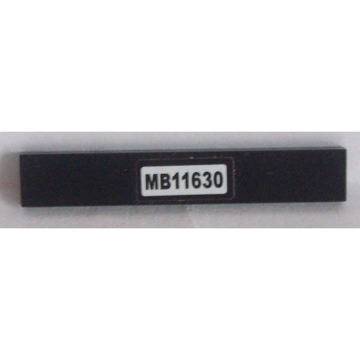 LEGO Black Tile 1 x 6 with 'MB11630' License Plate Sticker (6636 ...