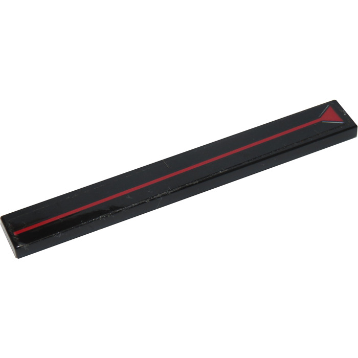 LEGO Black Tile 1 x 8 with Red Triangle and Line Sticker (4162) | Brick ...