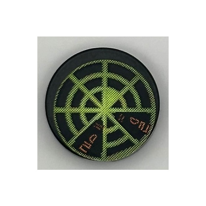 LEGO Black Tile 2 x 2 Round with Holographic Radar Sticker with "X ...
