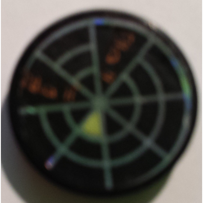 LEGO Black Tile 2 x 2 Round with Holographic Radar Sticker with "X ...