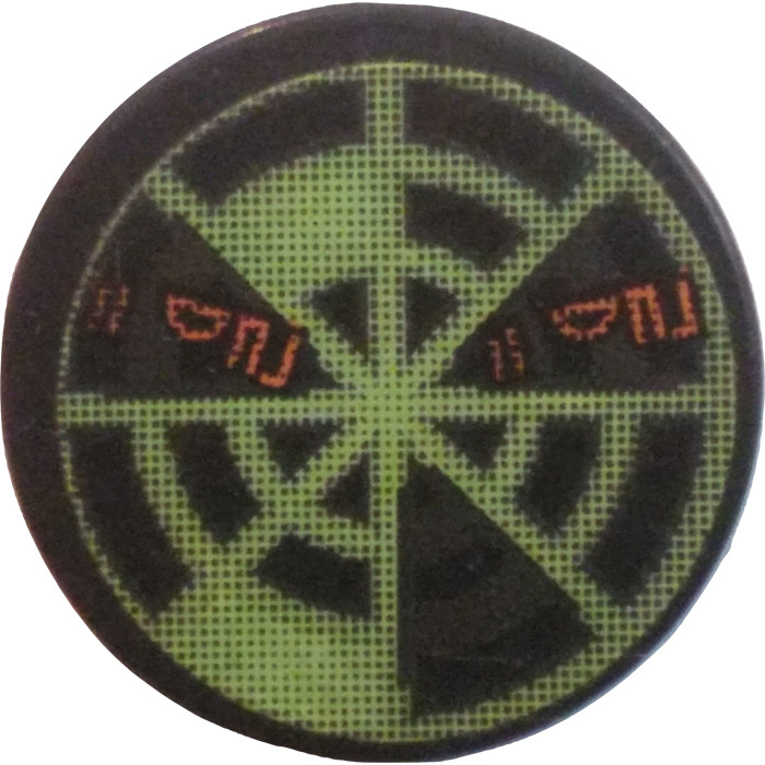 LEGO Black Tile 2 x 2 Round with Neon Green Radar Type 1 Sticker with ...