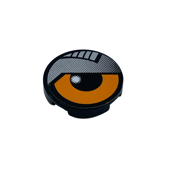 LEGO Black Tile 2 x 2 Round with Orange Eye and Silver Eyelid (Model ...