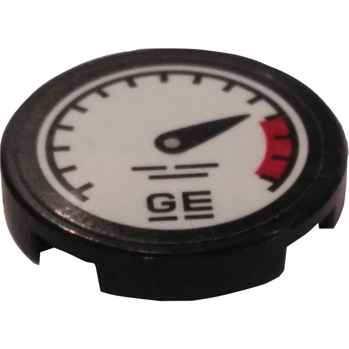 LEGO Black Tile 2 x 2 Round with Pressure Gauge Sticker with Bottom ...