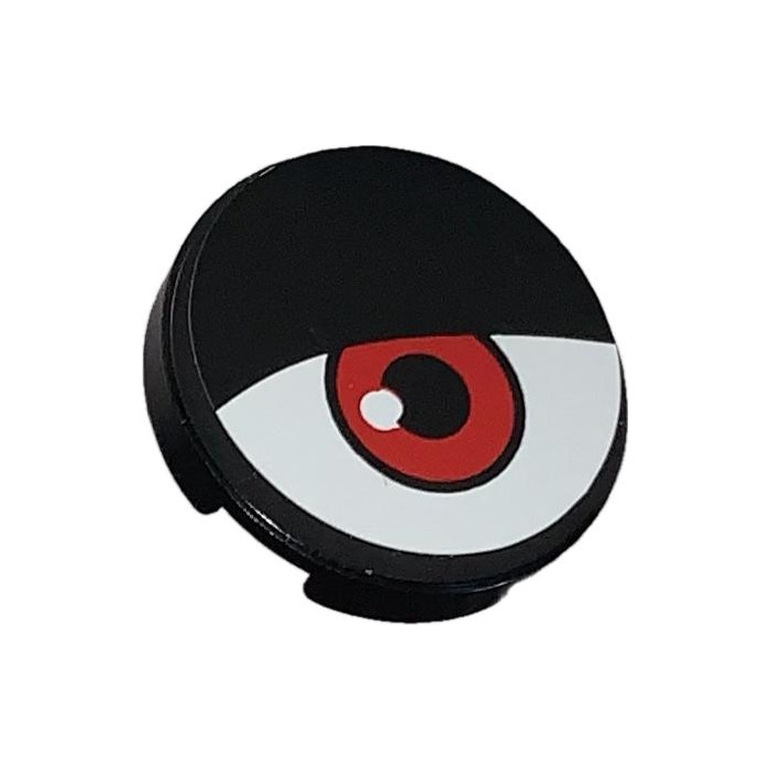 LEGO Tile 2 x 2 Round with Red eye on White, Pupil left Sticker with "X ...