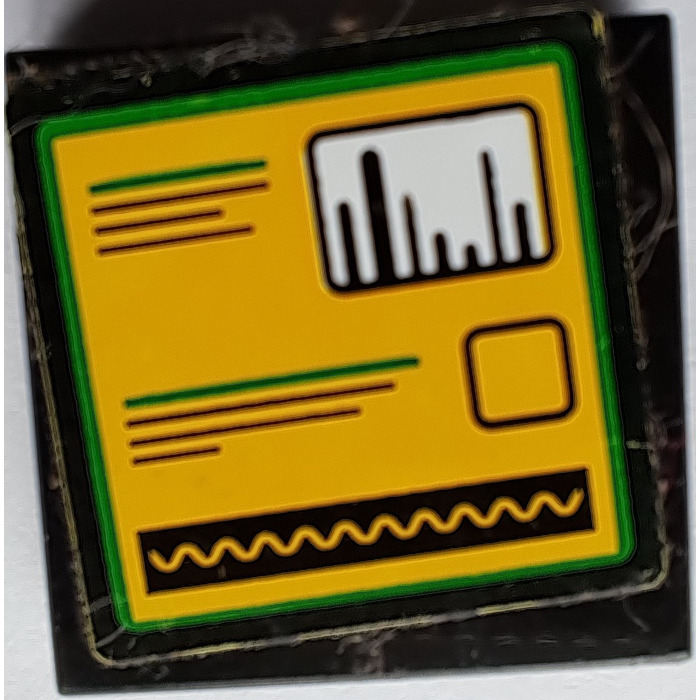 LEGO Black Tile 2 x 2 with Bar Graph, Sine Wave Meters and Text Lines ...