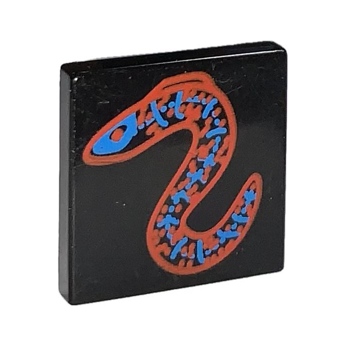 LEGO Black Tile 2 x 2 with Blue and Red Eel with Groove (3068 / 82716 ...