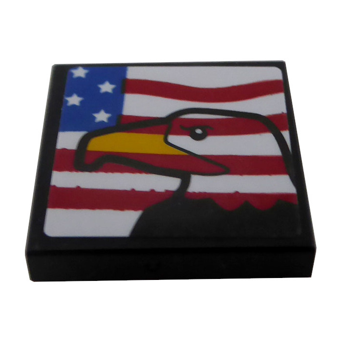 LEGO Black Tile 2 x 2 with Eagle on American Flag Sticker with Groove ...