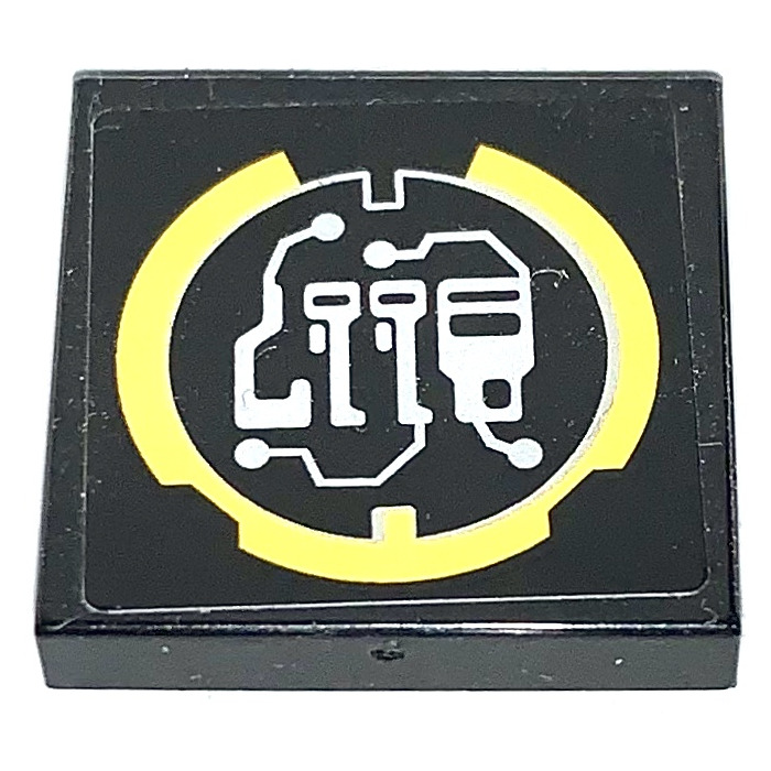 LEGO Black Tile 2 x 2 with Exoforce symbols Sticker with Groove (3068 ...