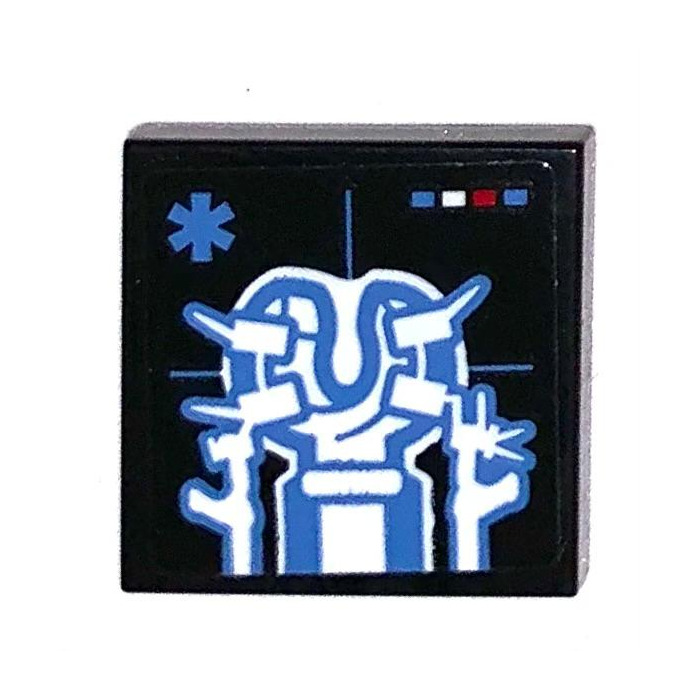 LEGO Black Tile 2 x 2 with Hand X-ray Sticker with Groove (3068) Comes ...
