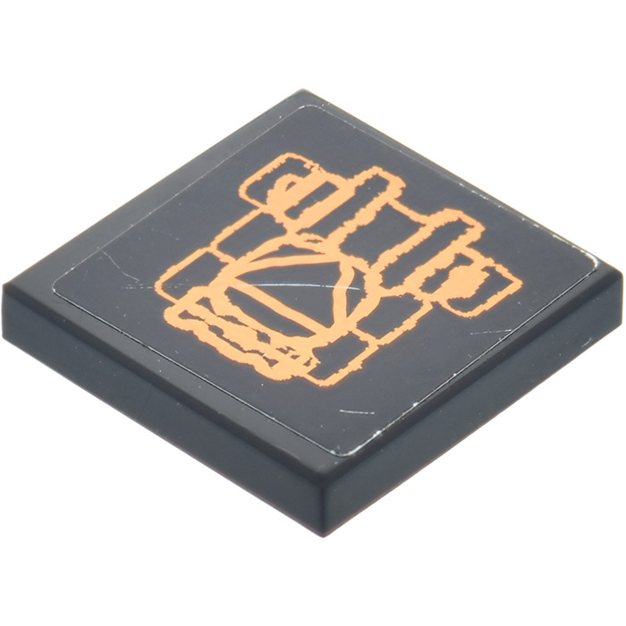 LEGO Black Tile 2 x 2 with Orange Lines Sticker with Groove (3068 ...