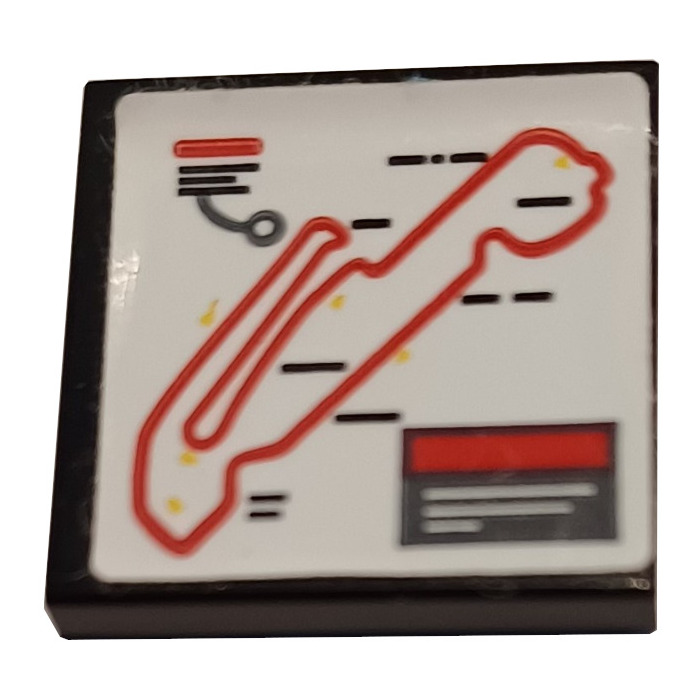 LEGO Tile 2 x 2 with Race Circuit Map Sticker with Groove (3068 ...