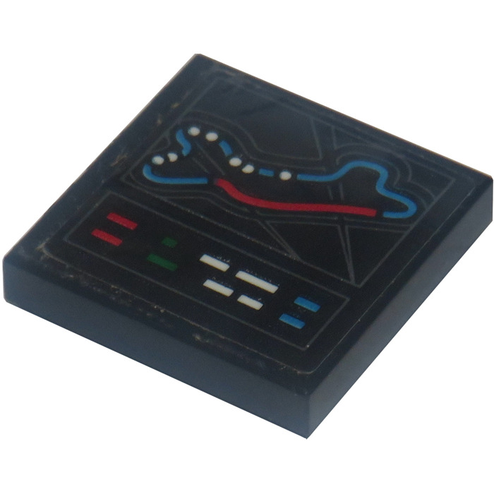 LEGO Black Tile 2 x 2 with Race Track Sticker with Groove (3068 ...