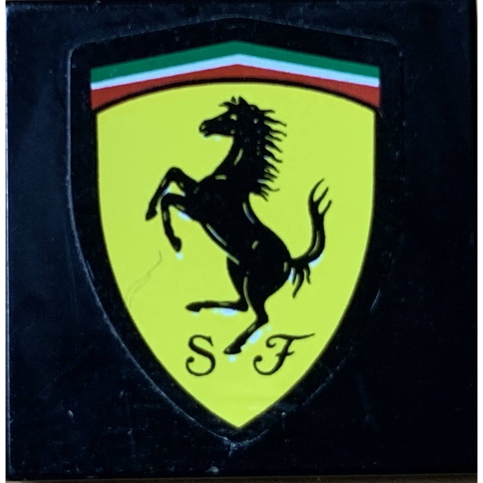 LEGO Tile 2 x 2 with Scuderia Ferrari Logo with Black Border Sticker ...