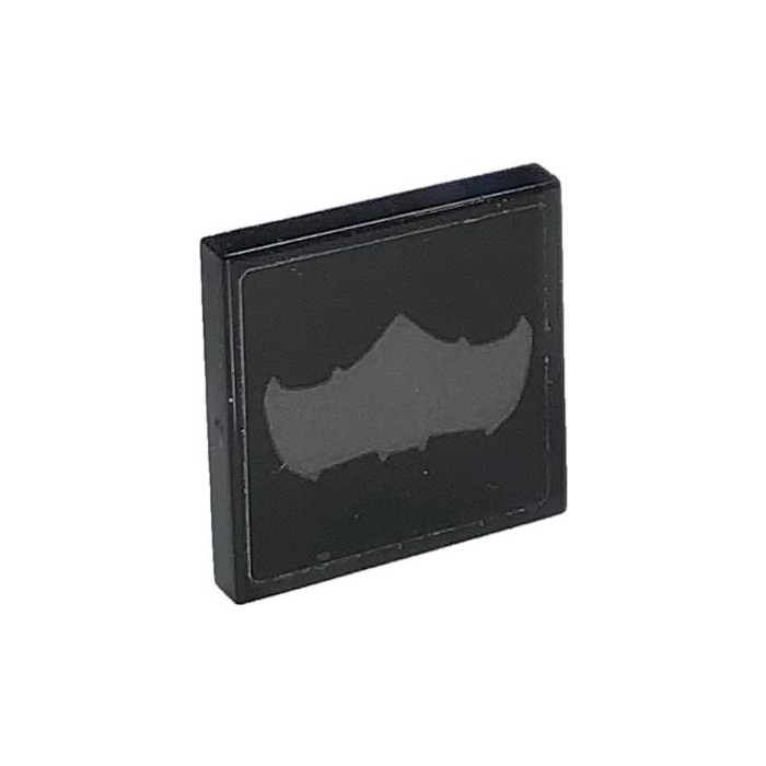 LEGO Black Tile 2 x 2 with Silver Batman Logo Sticker with Groove (3068 ...