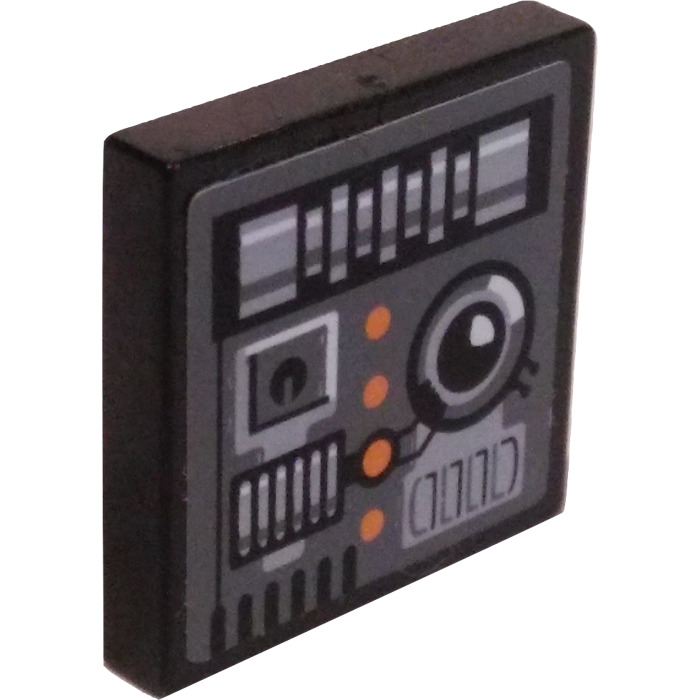 LEGO Black Tile 2 x 2 with Snowspeeder Circuits Sticker with Groove ...