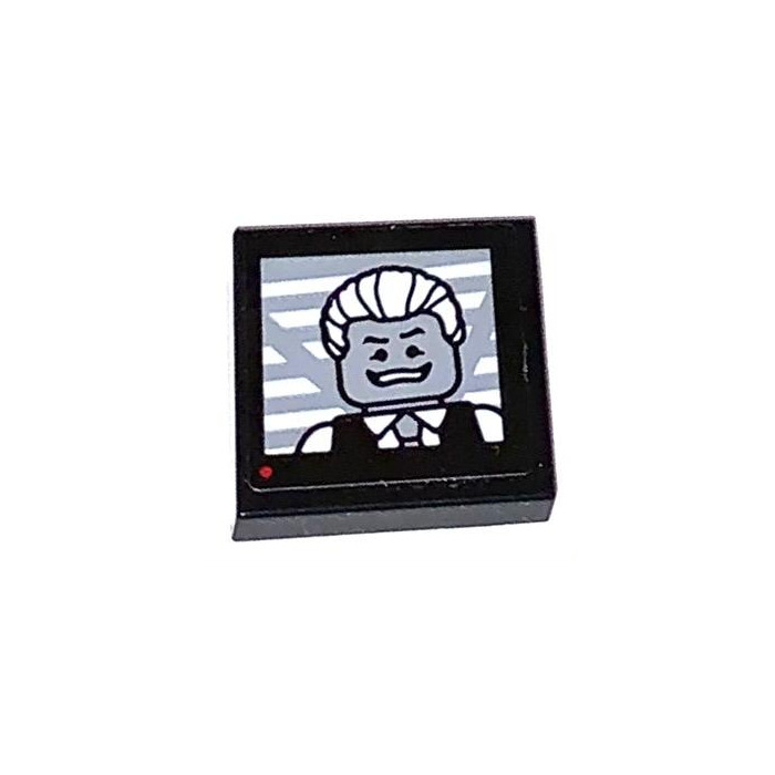 LEGO Tile 2 x 2 with TV Screen with Minifigure Sticker with Groove ...