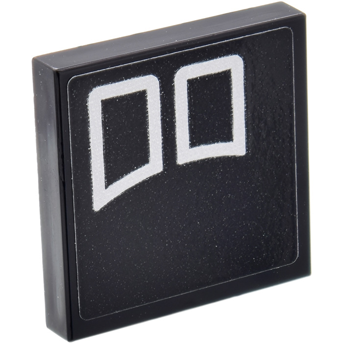 LEGO Black Tile 2 x 2 with White Curved Squares Pattern Model Left Side ...