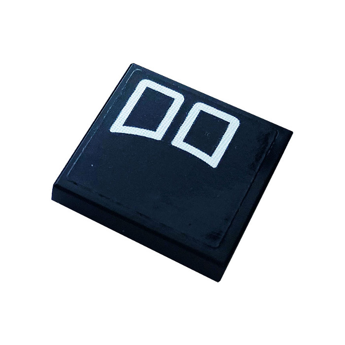 LEGO Black Tile 2 x 2 with White Curved Squares Pattern Model Left Side ...
