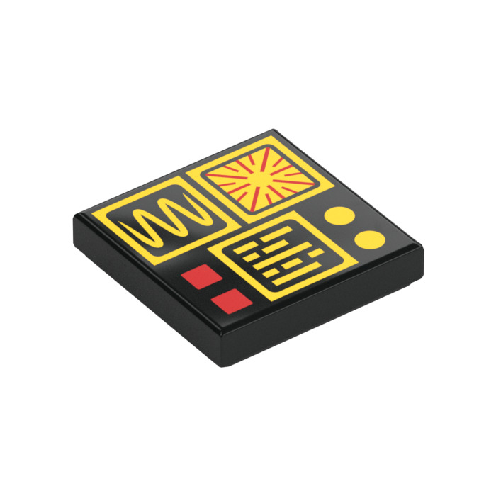 LEGO Tile 2 x 2 with Yellow Controls and Red Buttons with Groove (3068 ...
