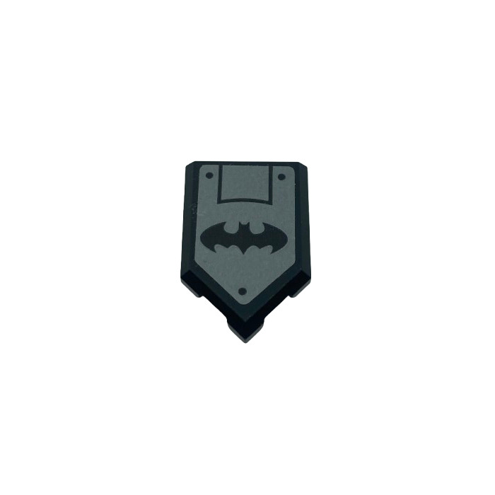 LEGO Tile 2 x 3 Pentagonal with Black Batman Logo and Rivets on Dark ...