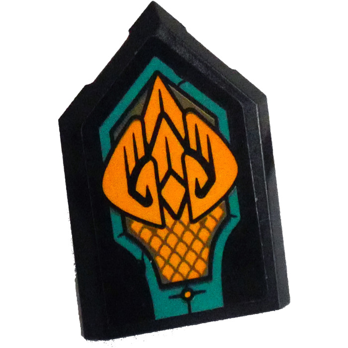 LEGO Black Tile 2 x 3 Pentagonal with Bright Light Orange and Dark ...