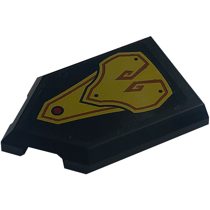 LEGO Black Tile 2 x 3 Pentagonal with Golden Armor Sticker (22385 ...