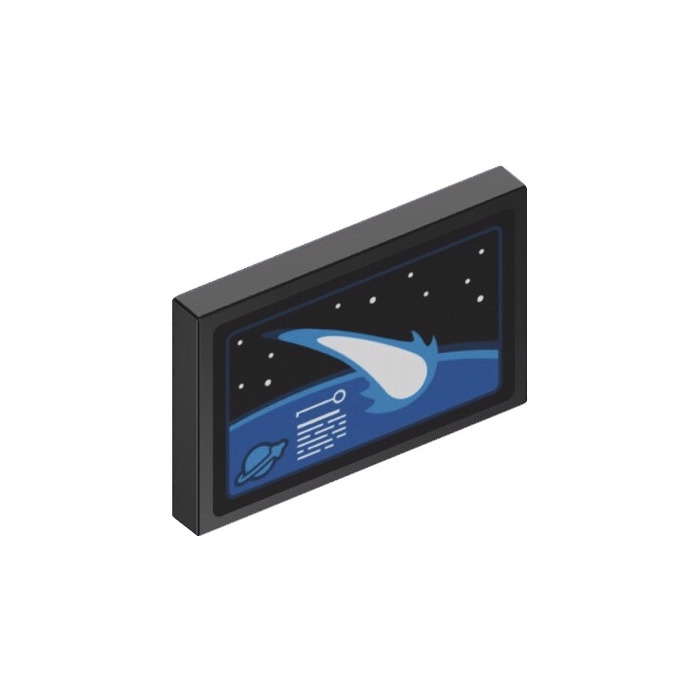 LEGO Black Tile 2 x 3 with Asteroid Tracker Screen Sticker (26603 ...