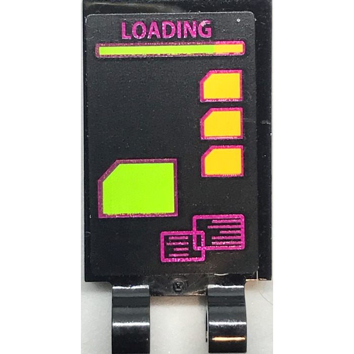 LEGO Black Tile 2 x 3 with Horizontal Clips with LOADING Sticker (Thick ...