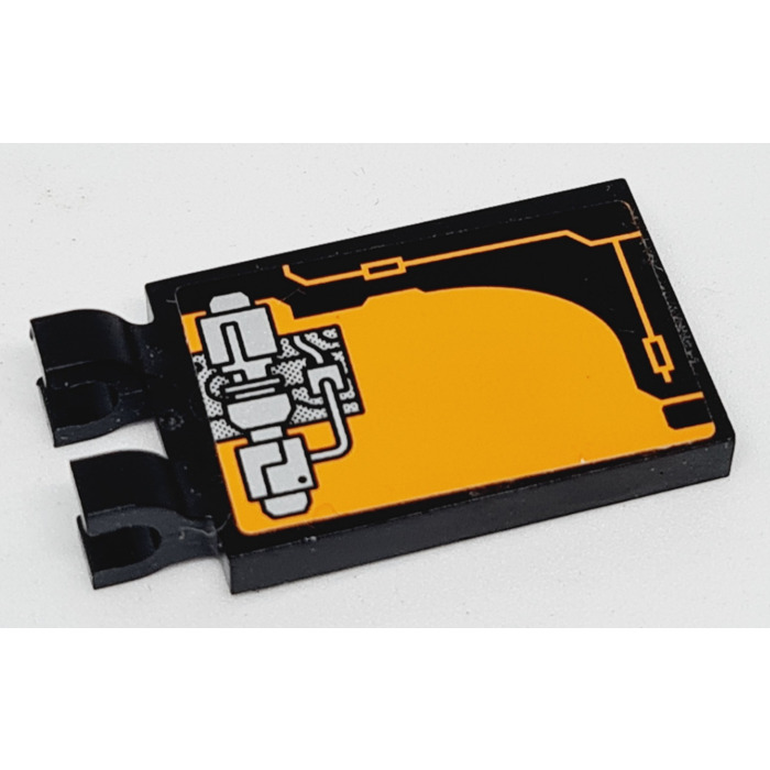 LEGO Black Tile 2 x 3 with Horizontal Clips with Silver Mechanical ...