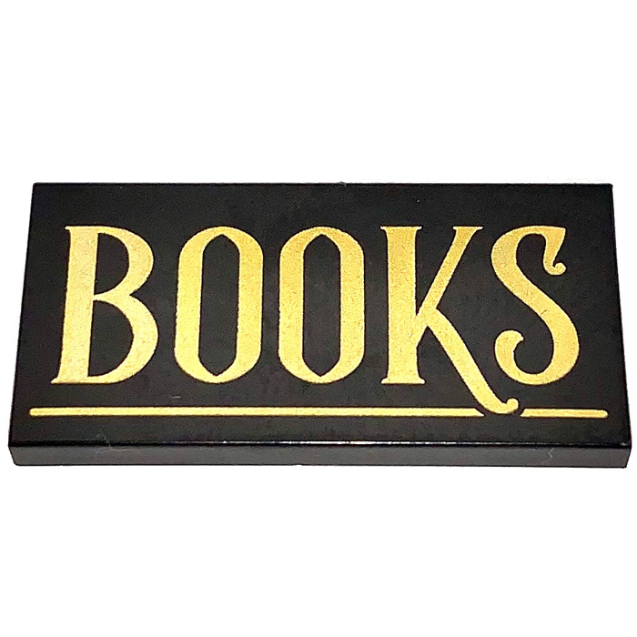 LEGO Black Tile 2 x 4 with ‘BOOKS’ (66273 / 87079) | Brick Owl