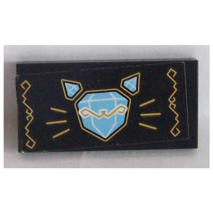 LEGO Black Tile 2 x 4 with Diamond Cat Pattern Sticker (87079) | Brick ...